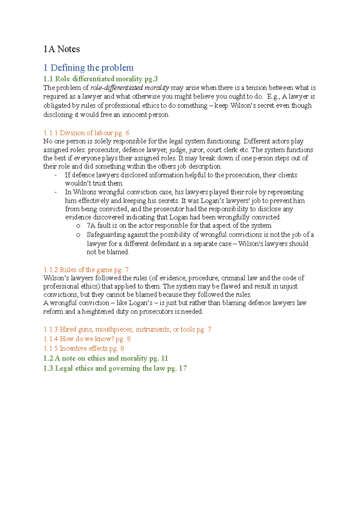 1A Notes - 1A Notes 1 Defining the problem 1 Role differentiated ...