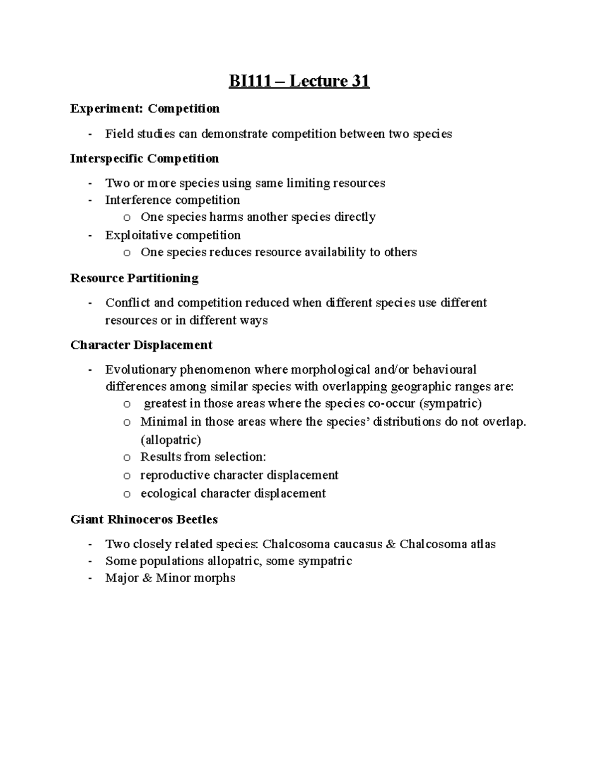 Lecture 31 - Dr. Tristan Long - BI111 – Lecture 31 Experiment ...
