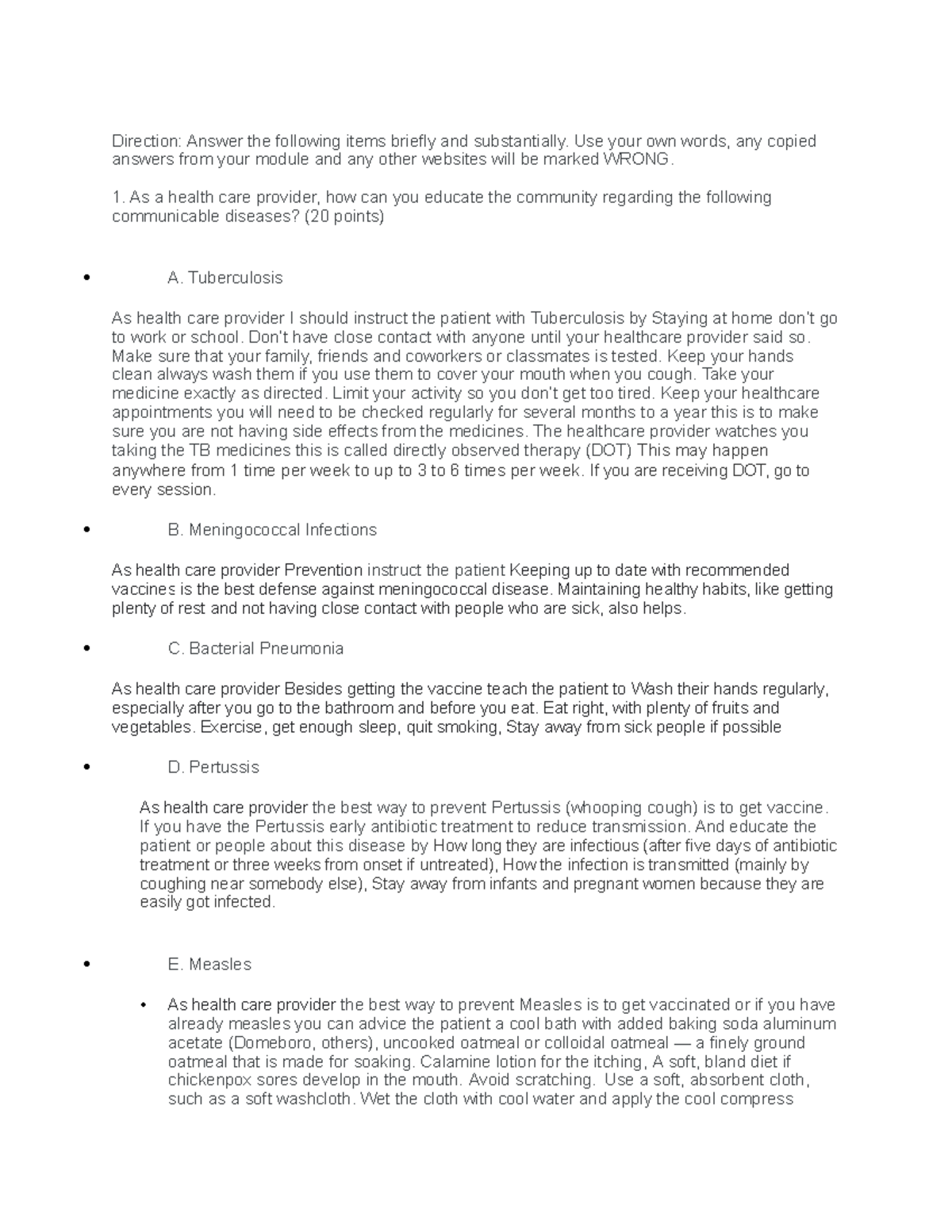 Midterm Examination PART 2 - Direction: Answer the following items ...