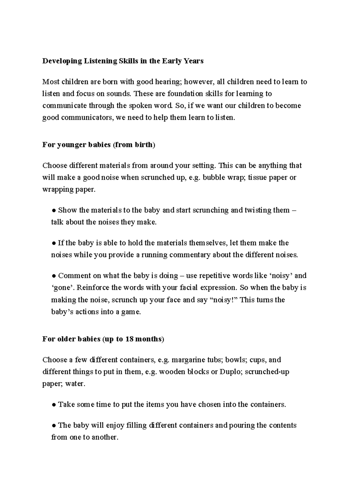 Developing Listening Skills in the Early Years - These are foundation ...