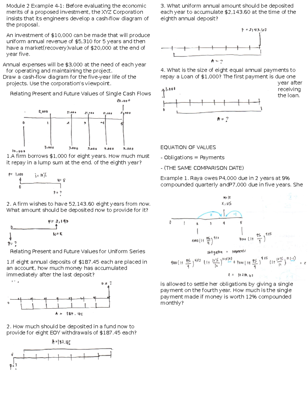 Module 2 EECO - Economy - Module 2 Example 4-1: Before evaluating the ...