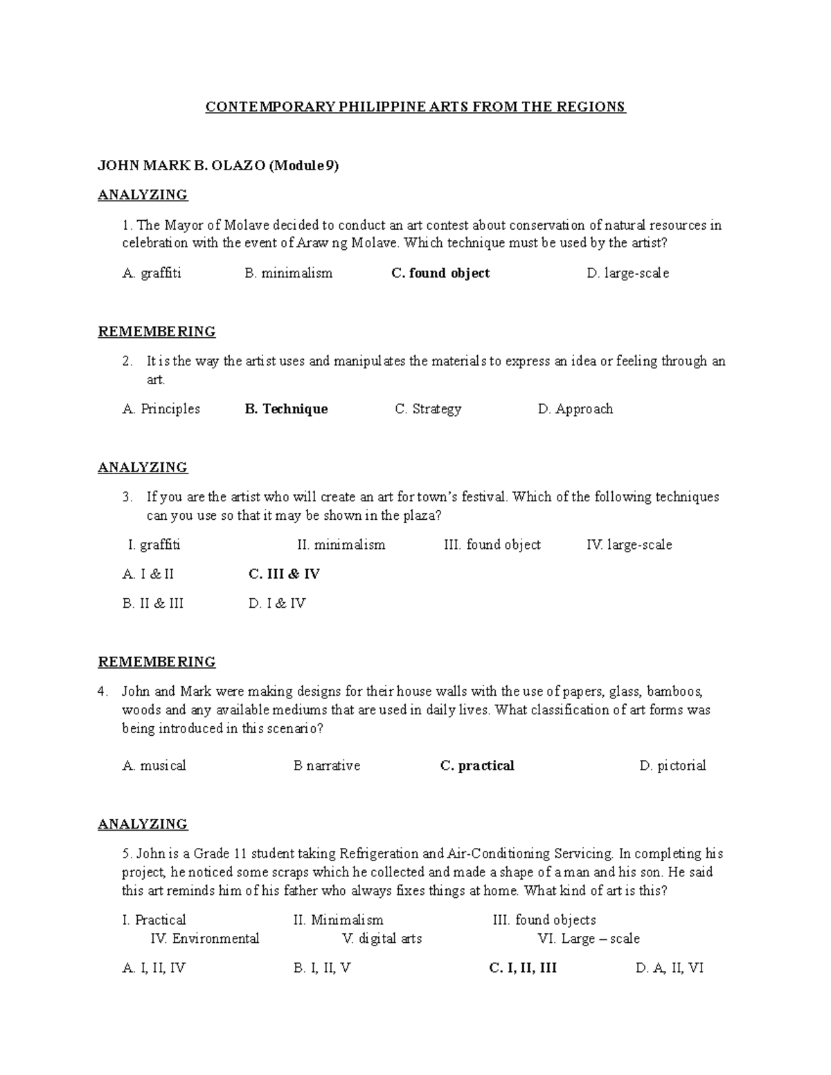 CPAR Module 9 Olazo - CONTEMPORARY PHILIPPINE ARTS FROM THE REGIONS ...