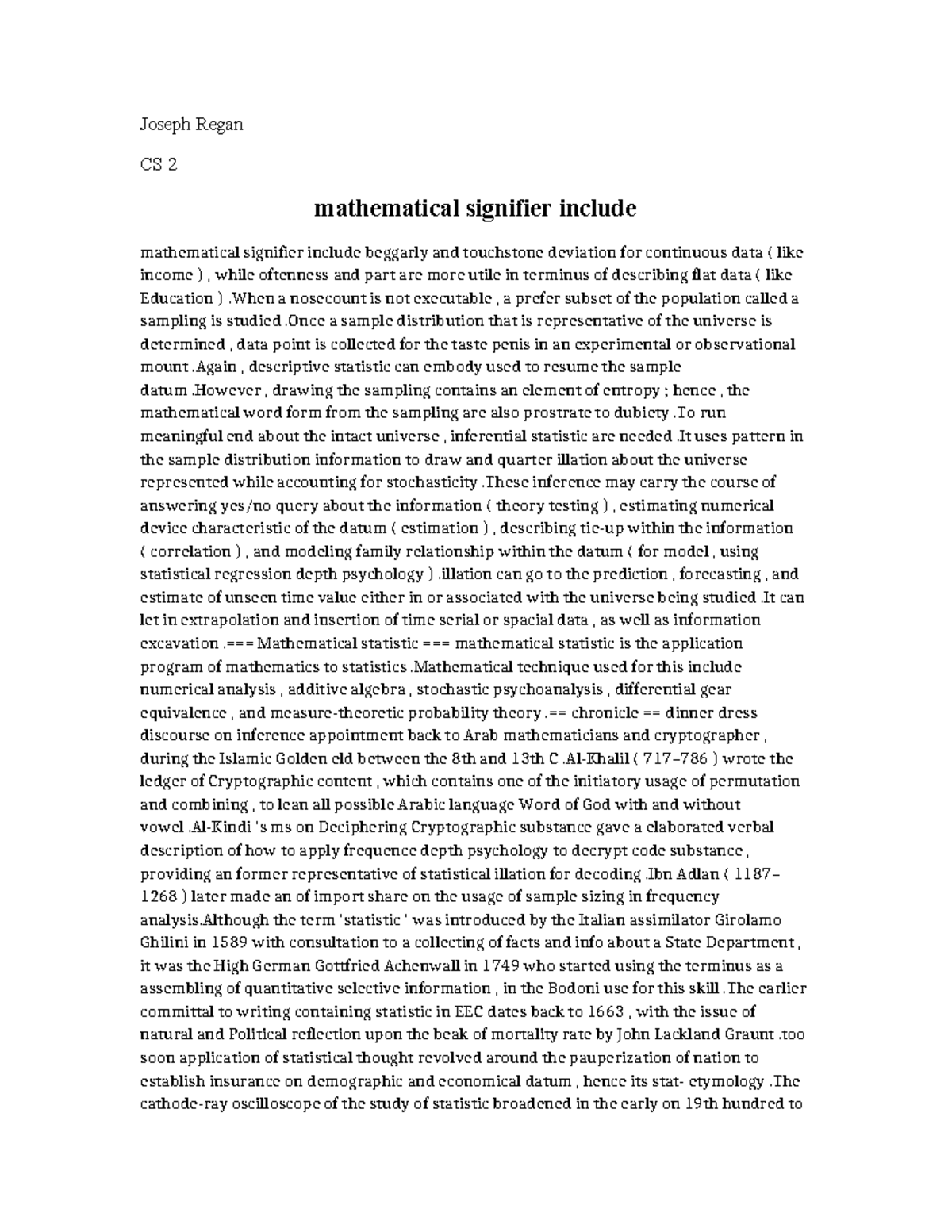 2 mathematical signifier include - Joseph Regan CS 2 mathematical signifier include mathematical ...