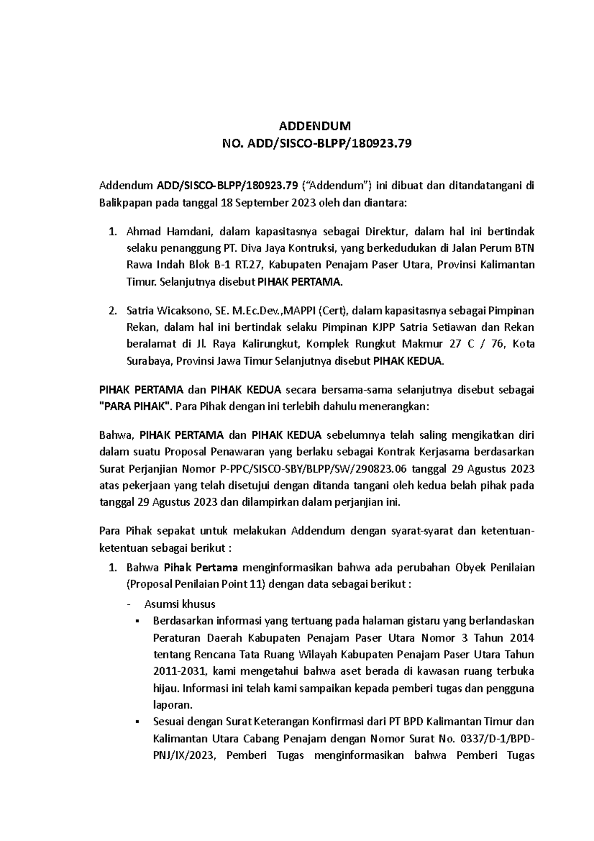 No. 70 Addendum pt ansaf - jtrust - Copy - ADDENDUM NO. ADD/SISCO-BLPP ...