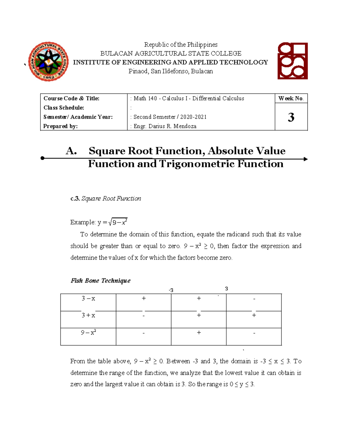 Square Root Absolute Value Function 3 3 Republic Of The Philippines
