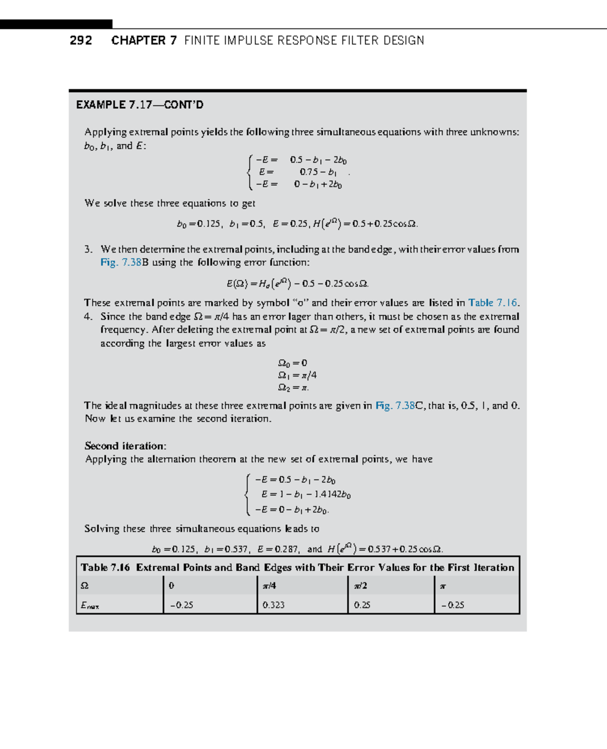 Finite Impulse Response - EXAMPLE 7—CONT’D Applying extremal points yields the following three ...