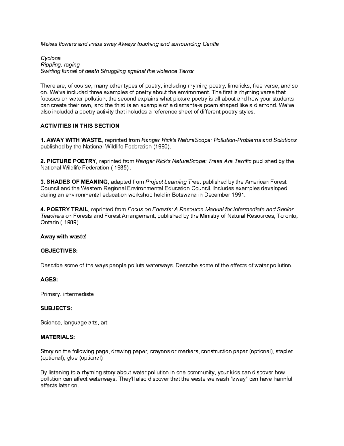 VVV 7 - n.a - Makes flowers and limbs sway Always touching and ...