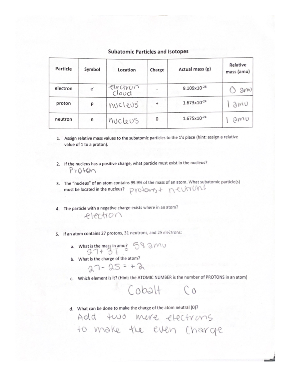 Subatomic Particles and Isotopes - CHEM 161 - Studocu