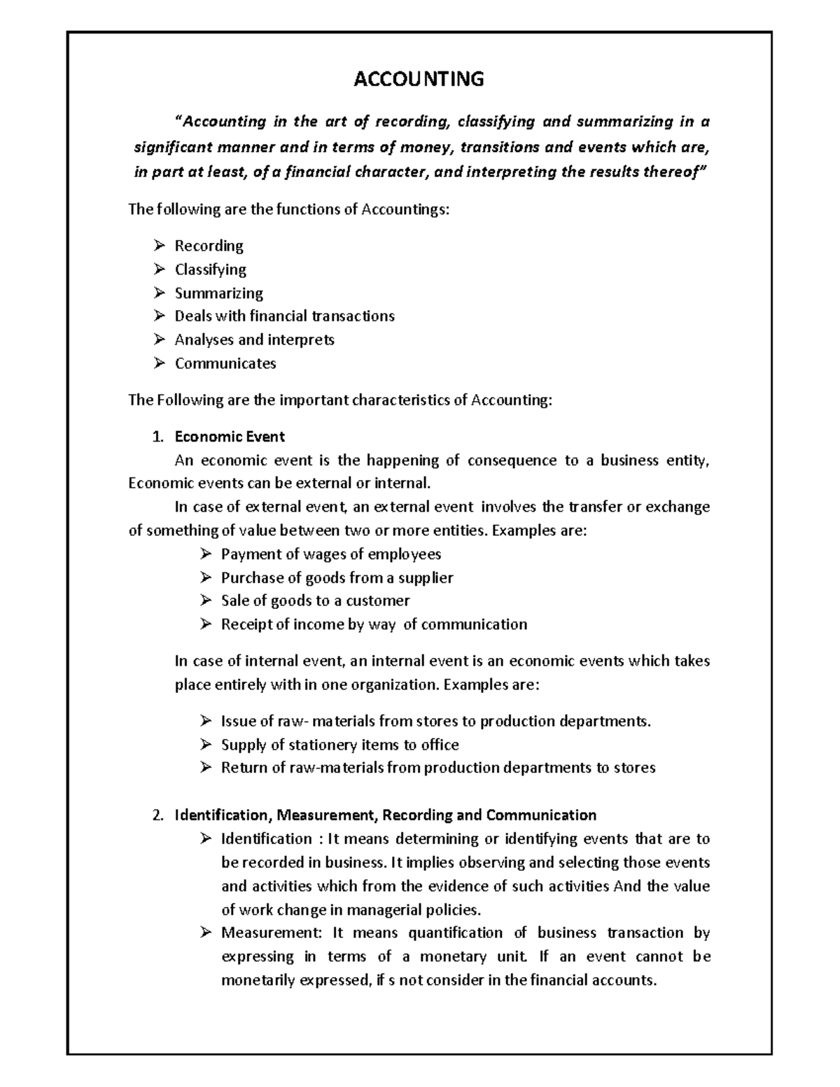 PDF 1 - Accounting note 1 - ACCOUNTING “Accounting in the art of ...