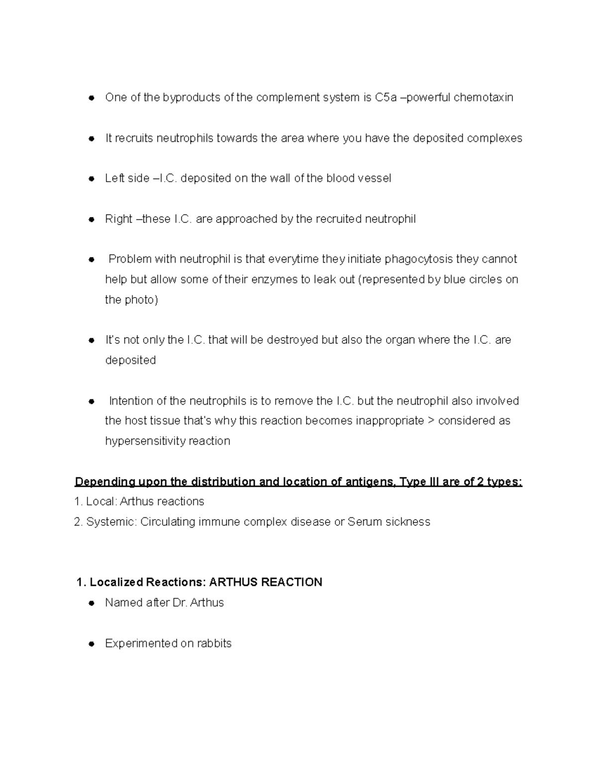 Type III. Immune Complex Hypersensitivity Notes PART 2 - One of the ...