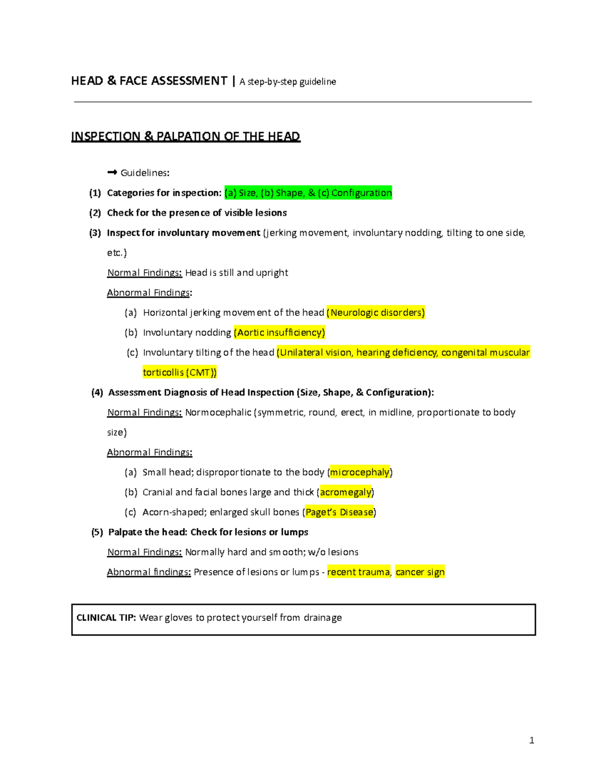 HEAD & FACE Assessment - HEAD & FACE ASSESSMENT | A step-by-step ...