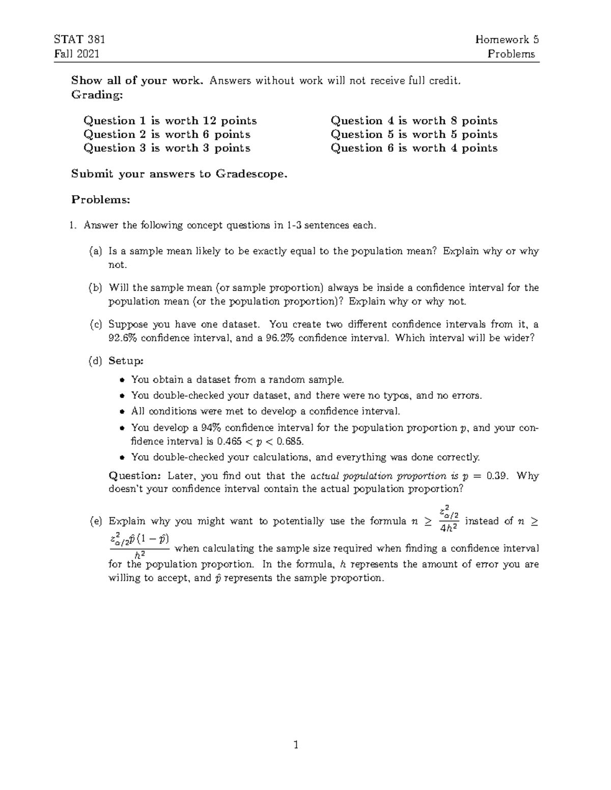 Stat381 HW05 Problems - STAT 381 - Professor Jennifer Pajda De-La O's Homework Assignment - STAT ...