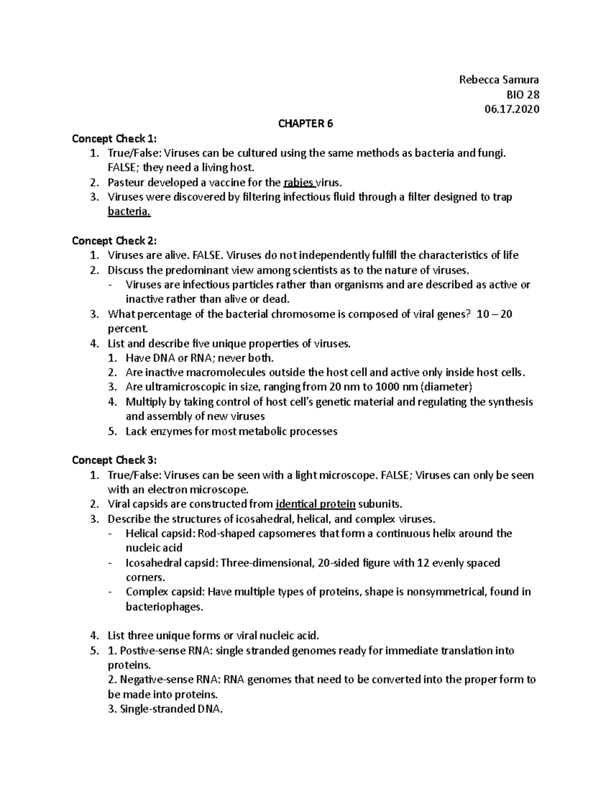 Chapter 6 - Microbiology answers - Rebecca Samura BIO 28 06. CHAPTER 6 ...