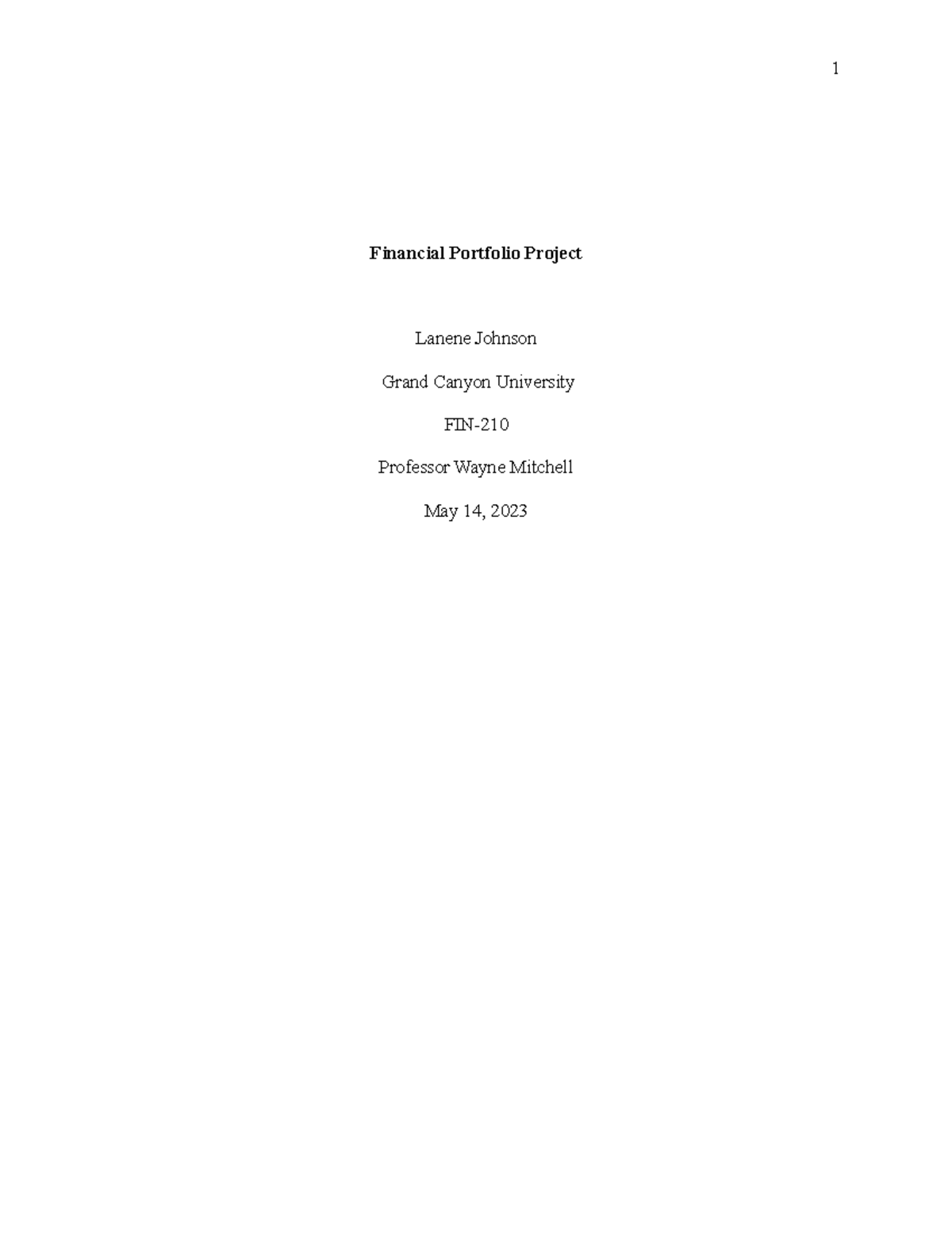 Financial Portfolio Project Part 1 - Financial Portfolio Project Lanene ...