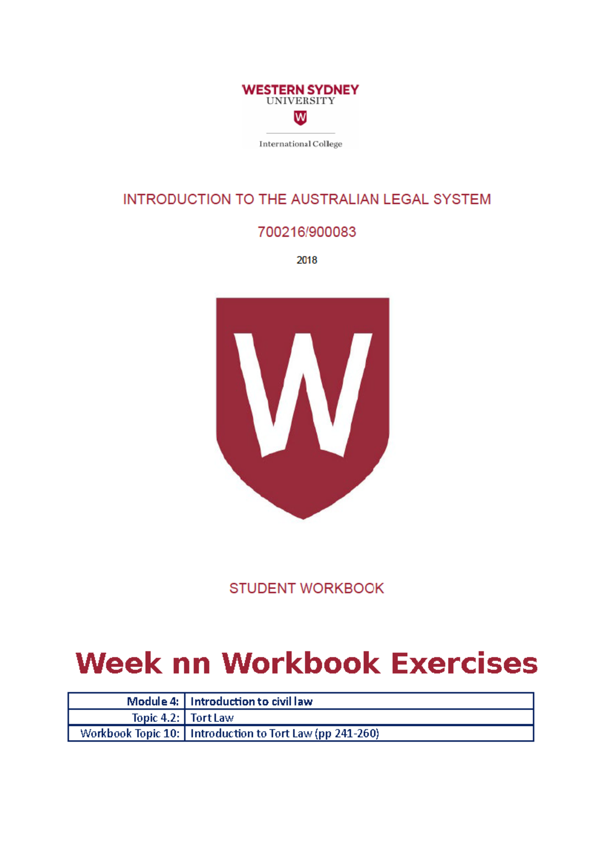 IALS Week 9 Workbook Exercises - Week nn Workbook Exercises Module 4: Introduction to civil law ...