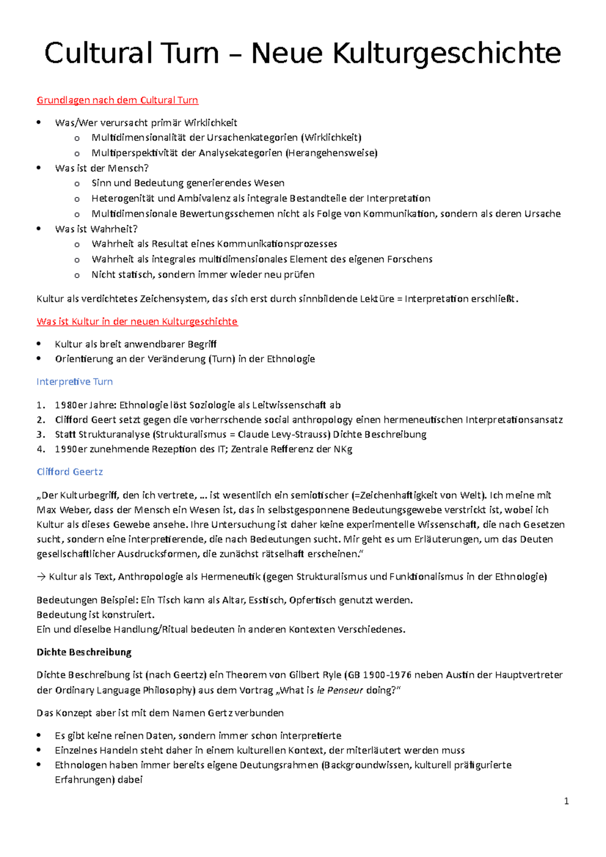 Vorlesung 8: Cultural Turn - Cultural Turn – Neue Kulturgeschichte ...