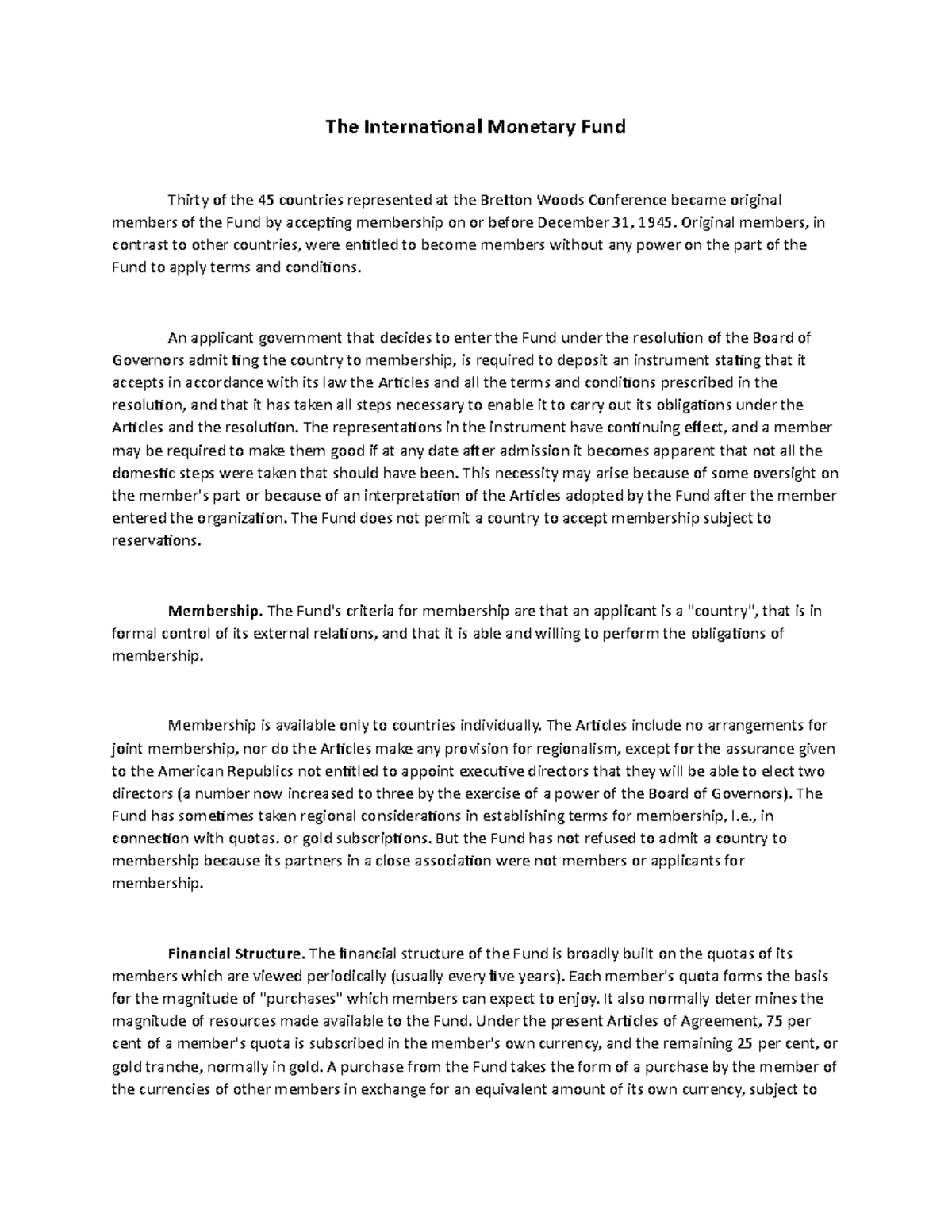 The International Monetary Fund - The International Monetary Fund ...