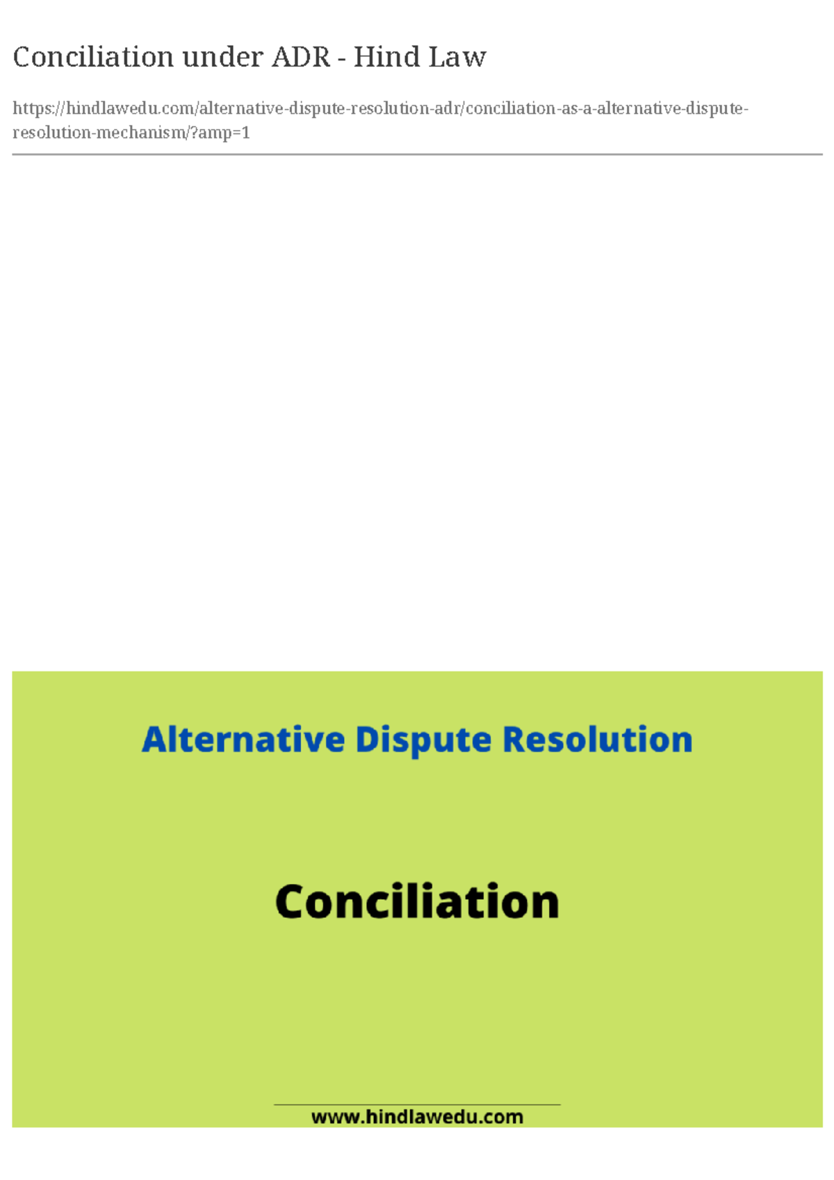 Conciliation under ADR - Hind Law+ - Conciliation under ADR - Hind Law - Studocu