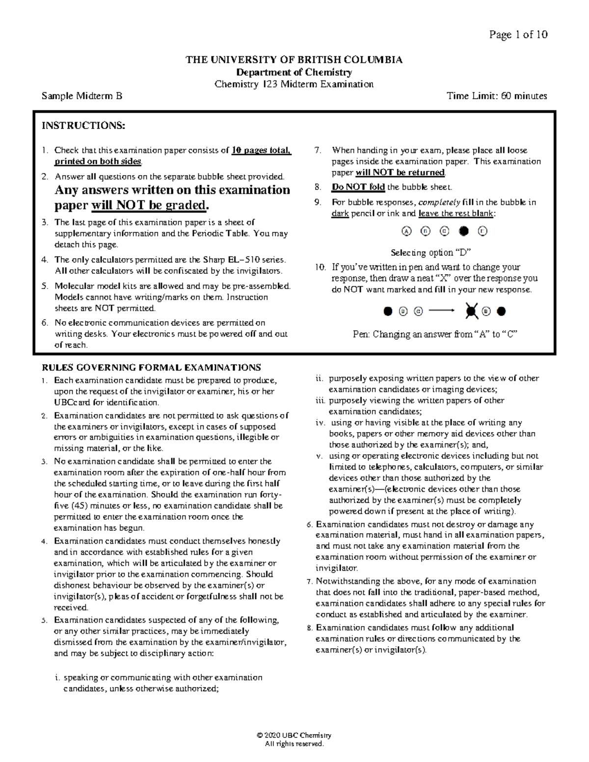Sample MT1 B Blank - assignment - © 2020 UBC Chemistry THE UNIVERSITY ...