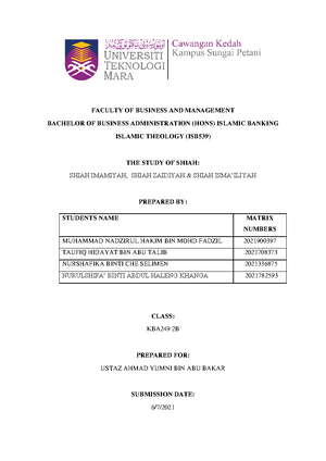 ISB 533 - Maqasid Syariah - FACULTY OF BUSINESS ADMINISTRATION (HONS ...