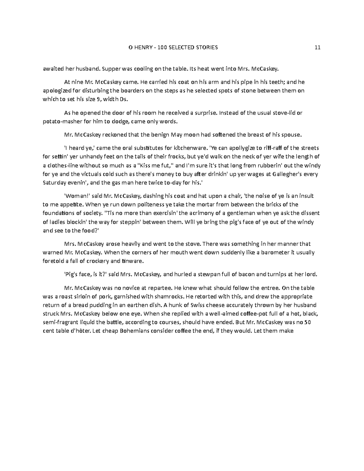 O Henry - 100 Selected Stories - O HENRY - 100 SELECTED STORIES 11 ...