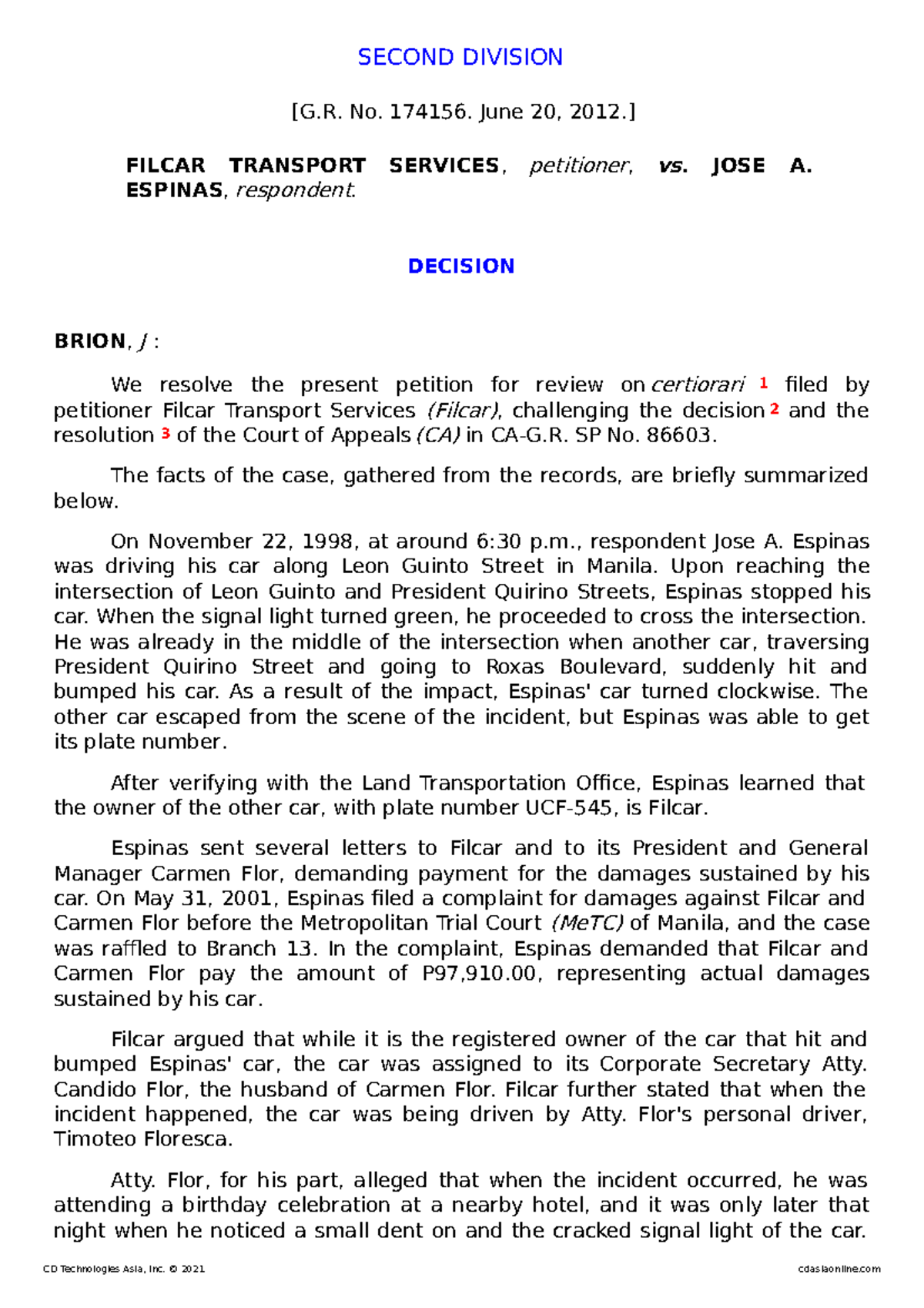 7pages Registered Owner Rule and other doctrines-2012-Filcar Transport ...