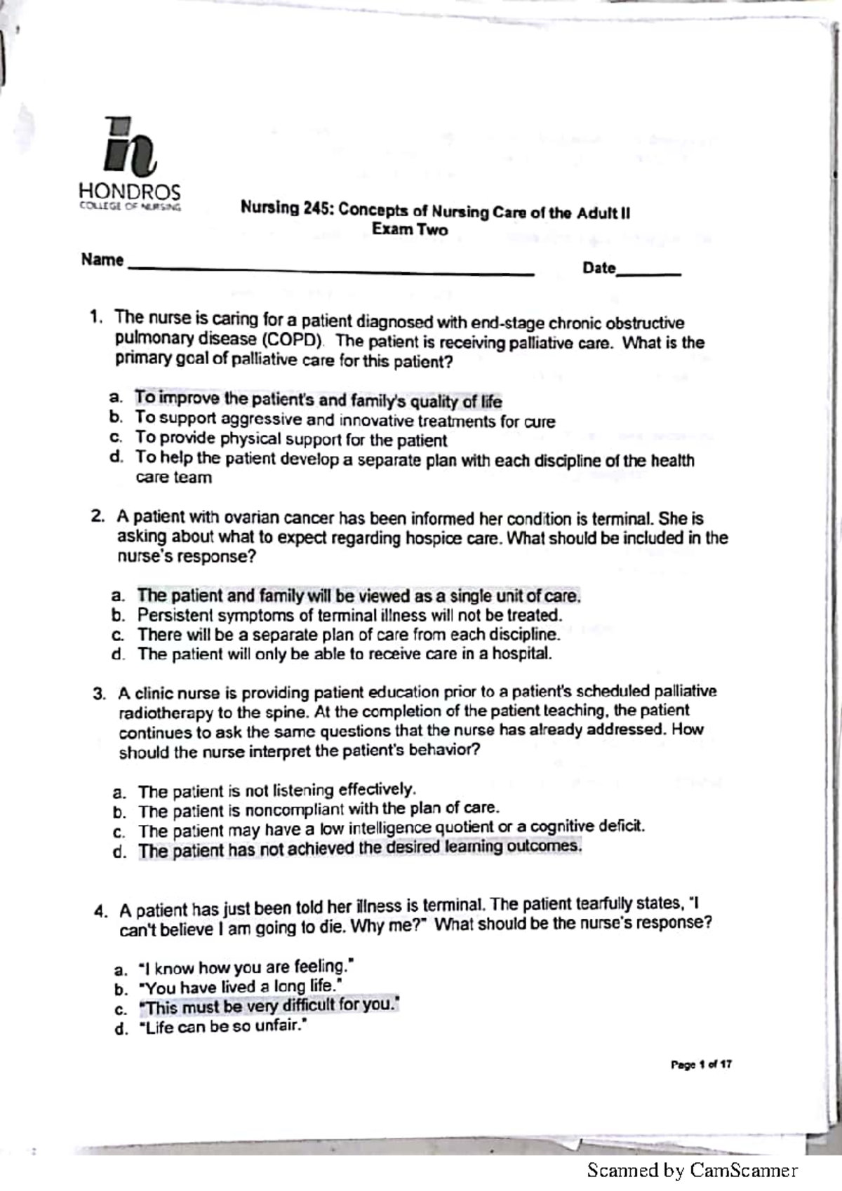 245 Exam2 - study guide - NUR 245 - Studocu