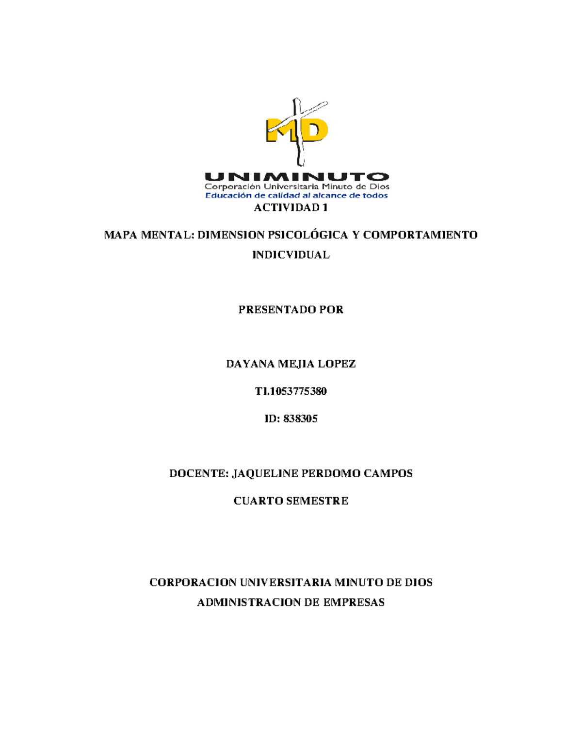 Mapa mental actividad 1 electiva - ACTIVIDAD 1 MAPA MENTAL: DIMENSION PSICOLÓGICA Y ...