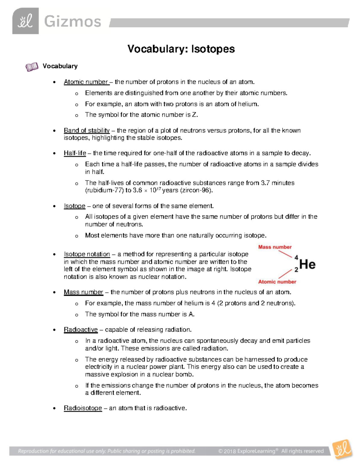 Isotopes Vocab - nty - 2018 Vocabulary: Isotopes Vocabulary Atomic ...