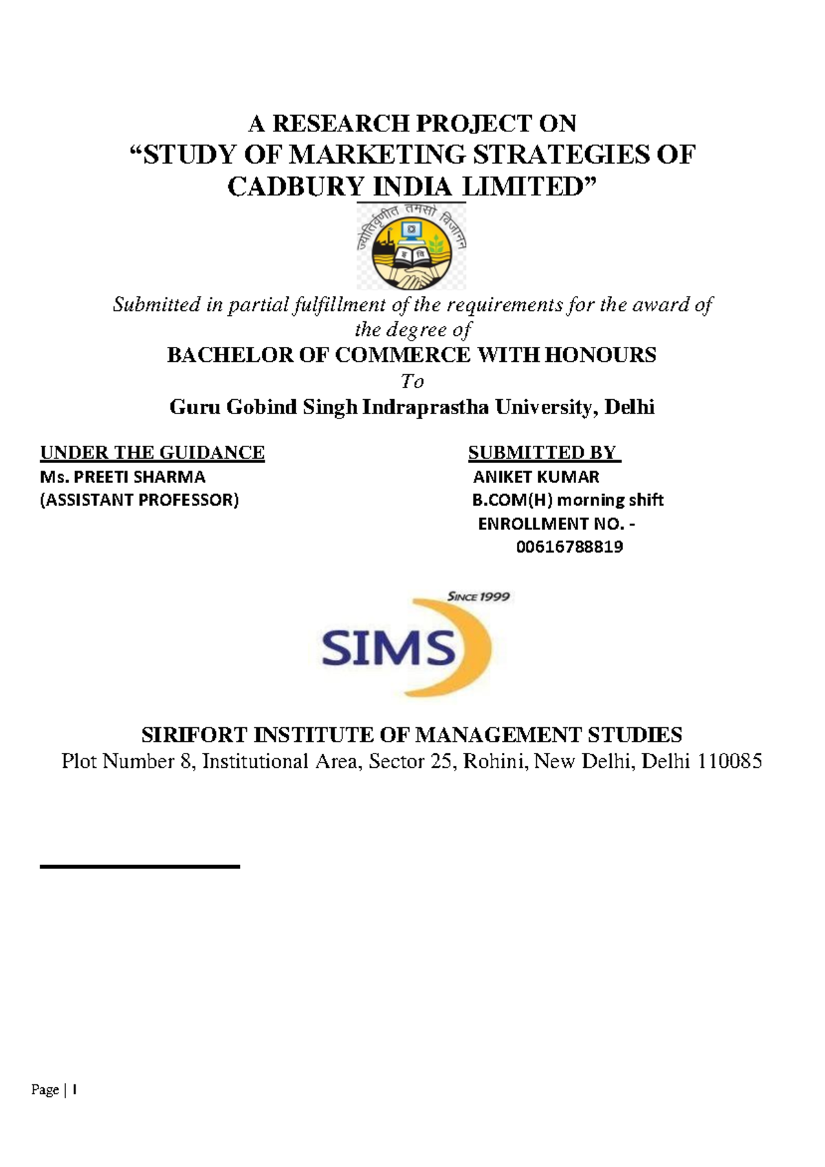 Aniket 27 27 - Major project of final semester bcom hons - A RESEARCH ...