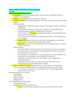 Biomechanics EXAM 4 (notes) - Biomechanics Exam 4: Spine and Hip – Nov ...