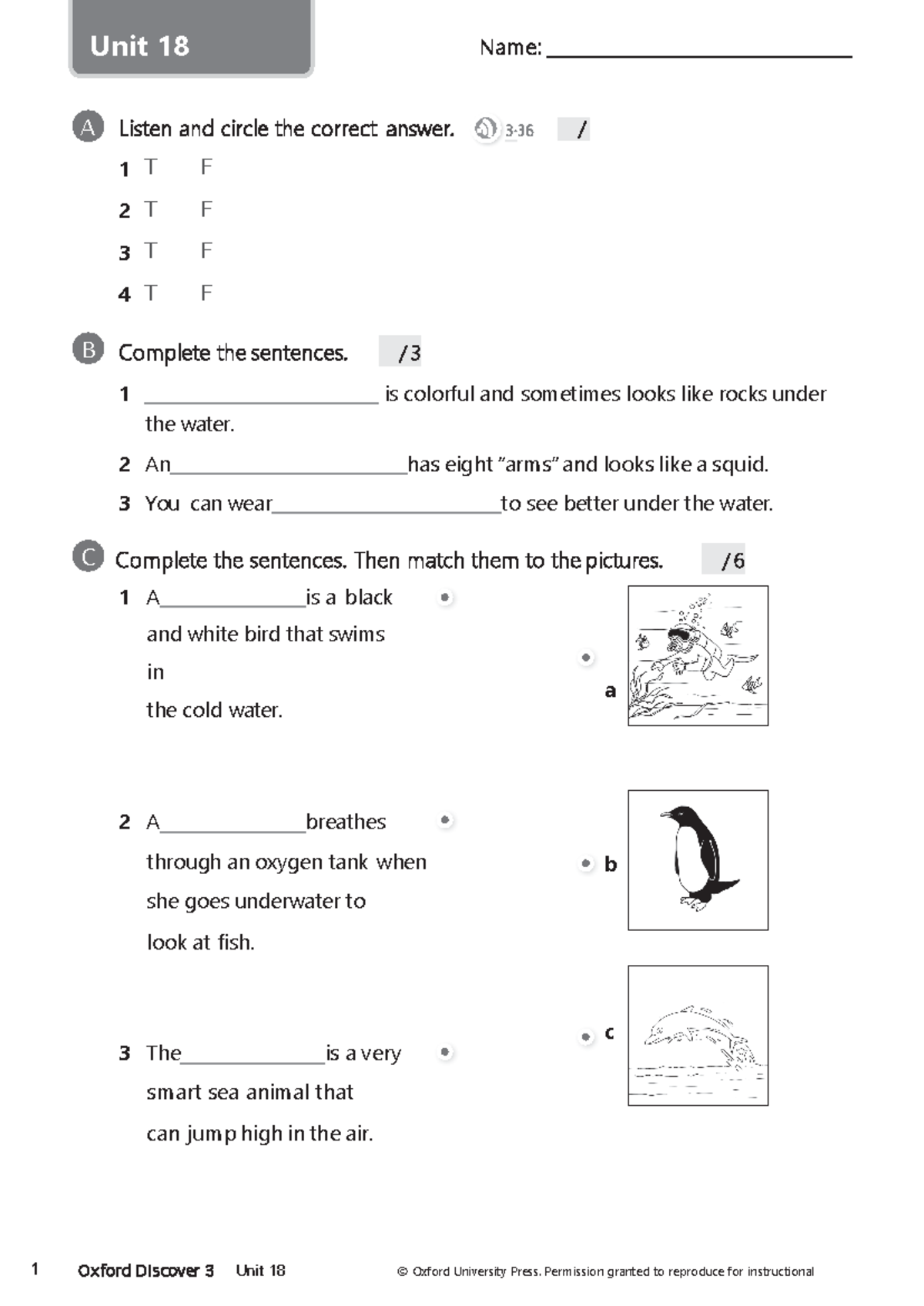 Od3 ut18 - ndnd - 1 Oxford Discover 3 Unit 18 Test © Oxford University ...