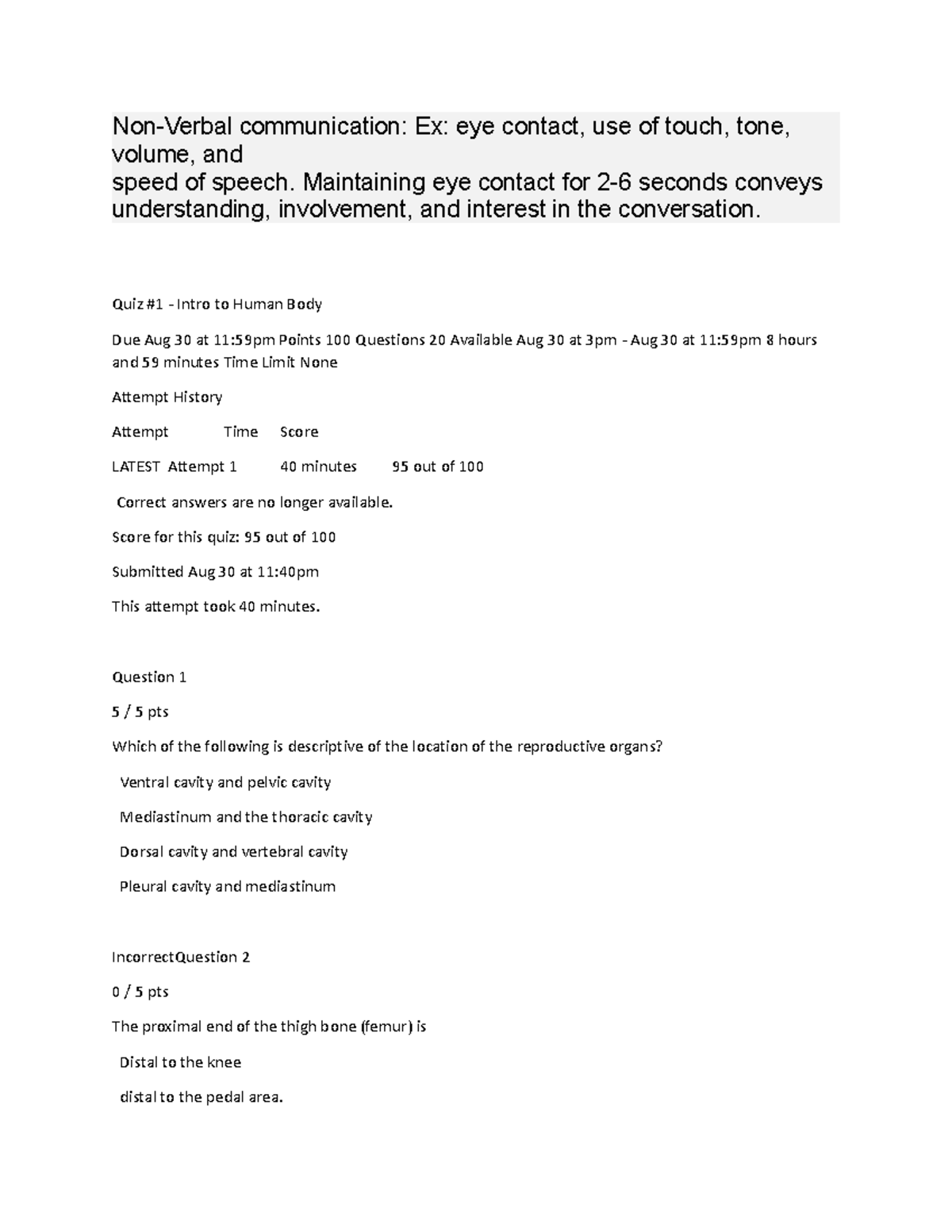 AP quiz1 - anatomy and physiology first semester - Non-Verbal ...