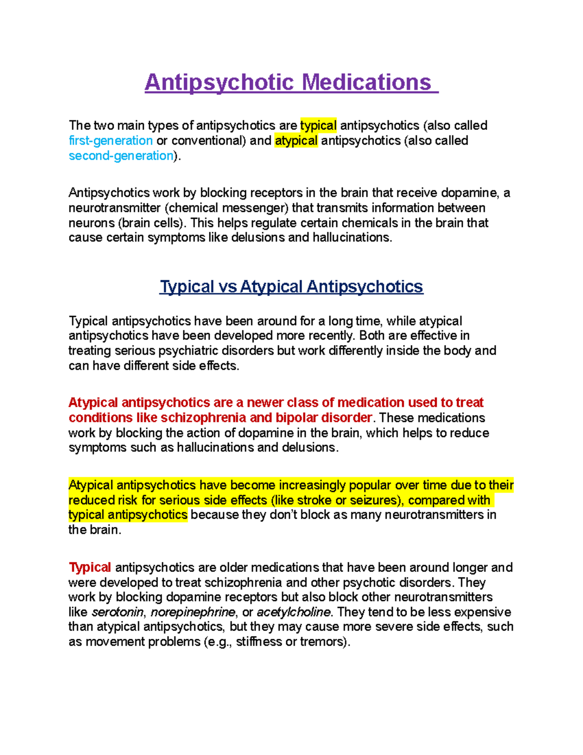 Antipsychotic Medications Lecture - Antipsychotic Medications The two ...