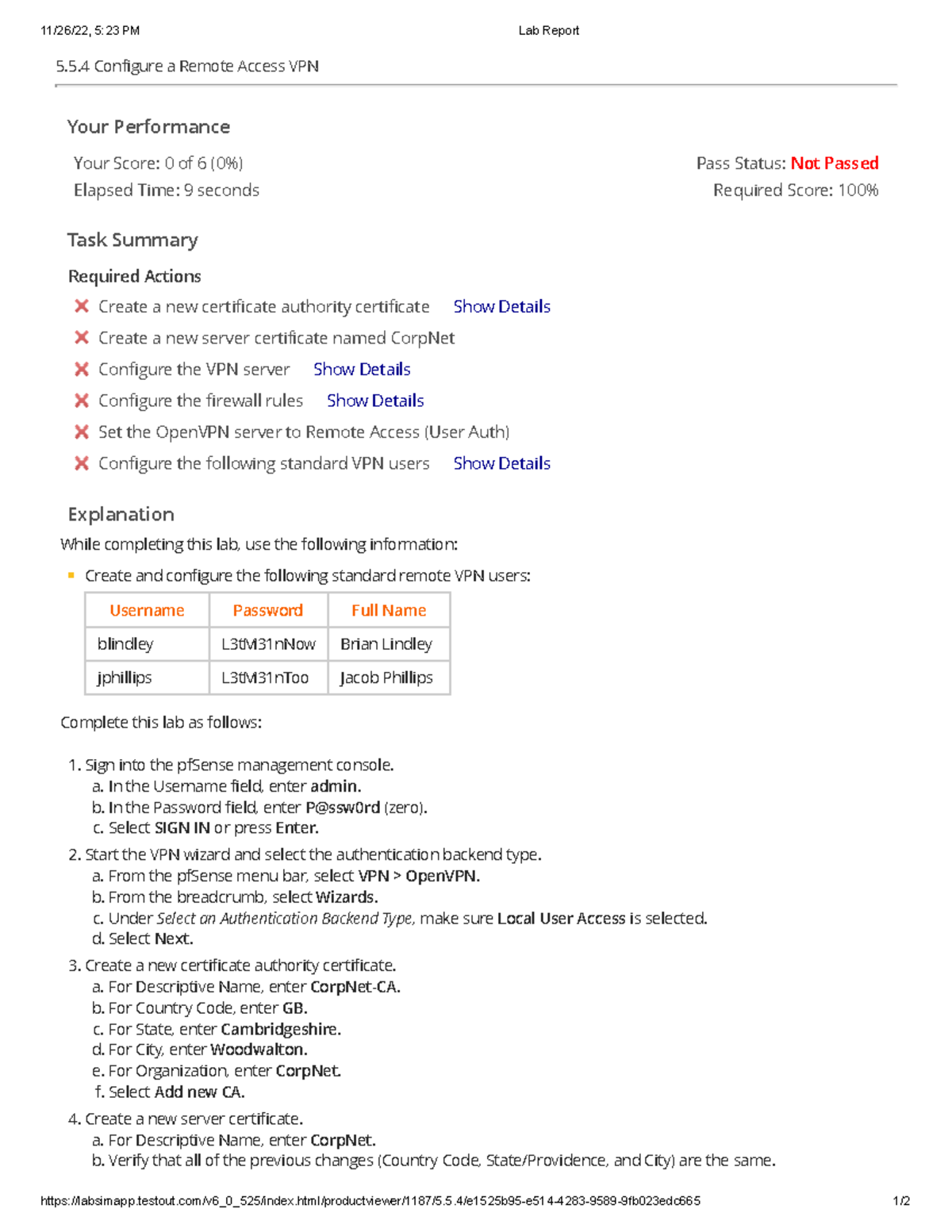 Test Out 5.5.4 lab - TestOut Lab 5.5.4 about cybersecurity - 11/26/22 ...