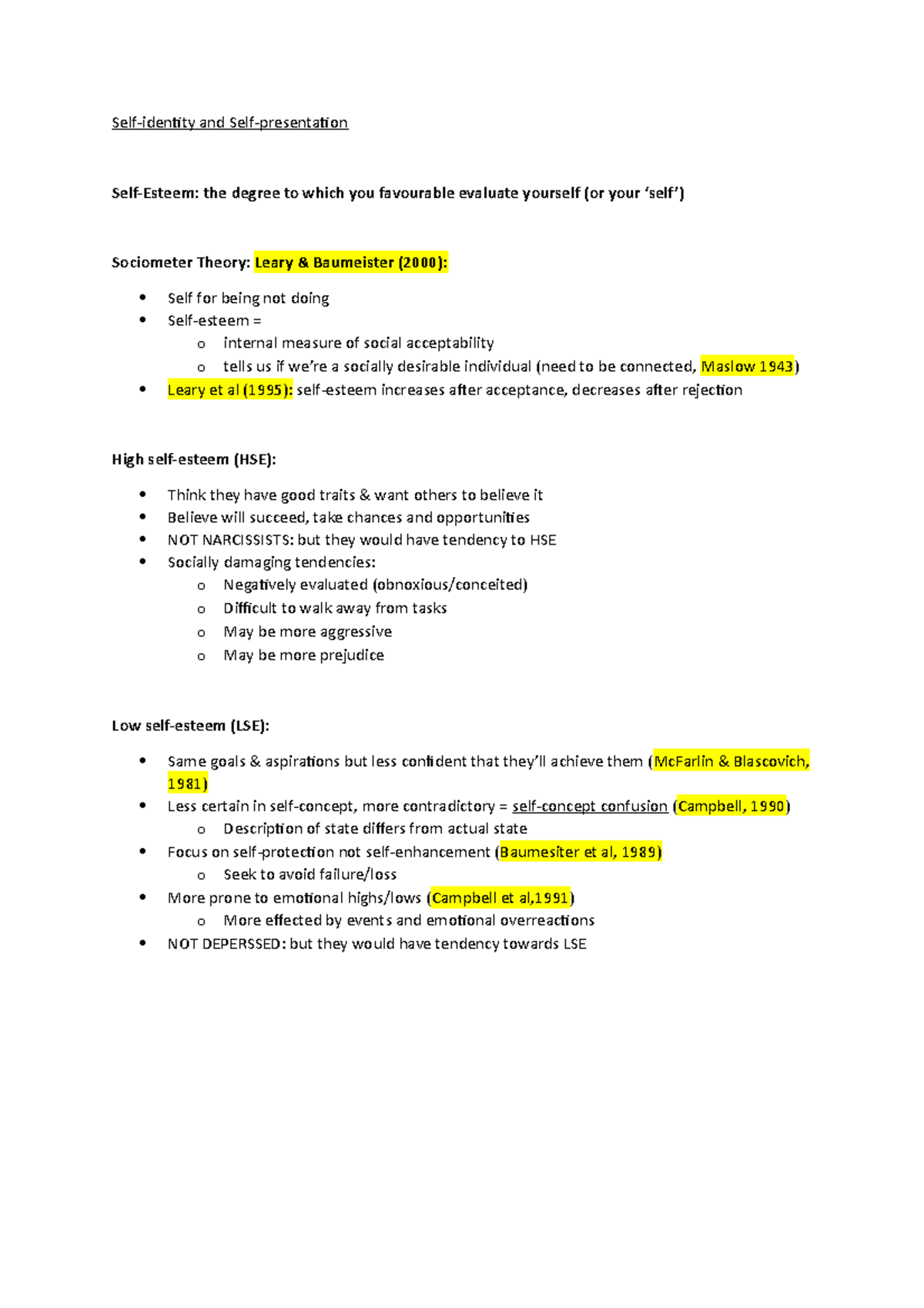 Self-identity and self-presentation - Self-identity and Self ...