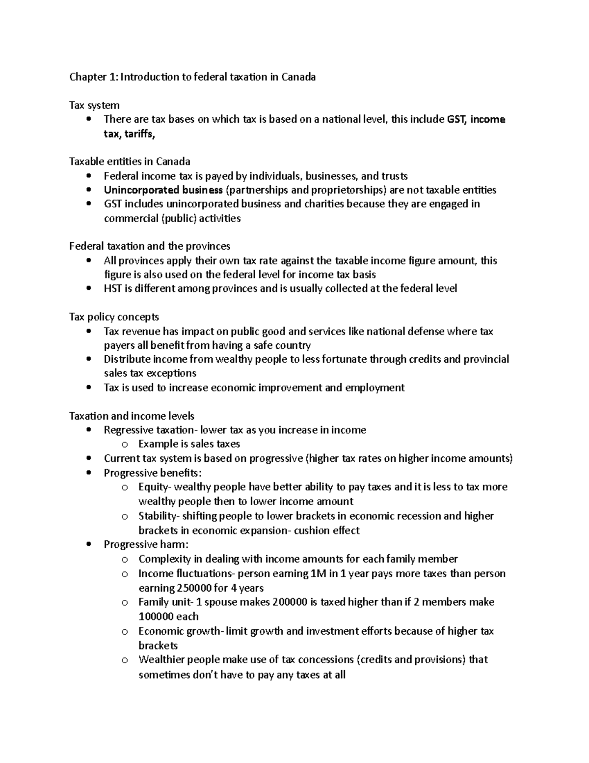 Chapter 1 textbook - Chapter 1: Introduction to federal taxation in ...