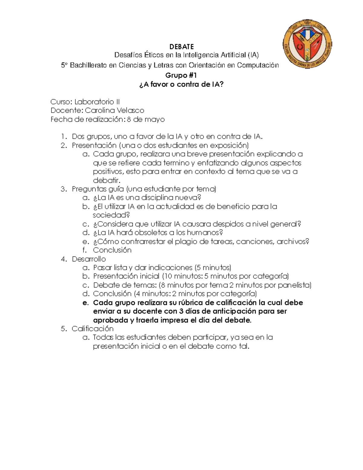 Debate Lab II - DEBATE Desafíos Éticos en la Inteligencia Artificial ...