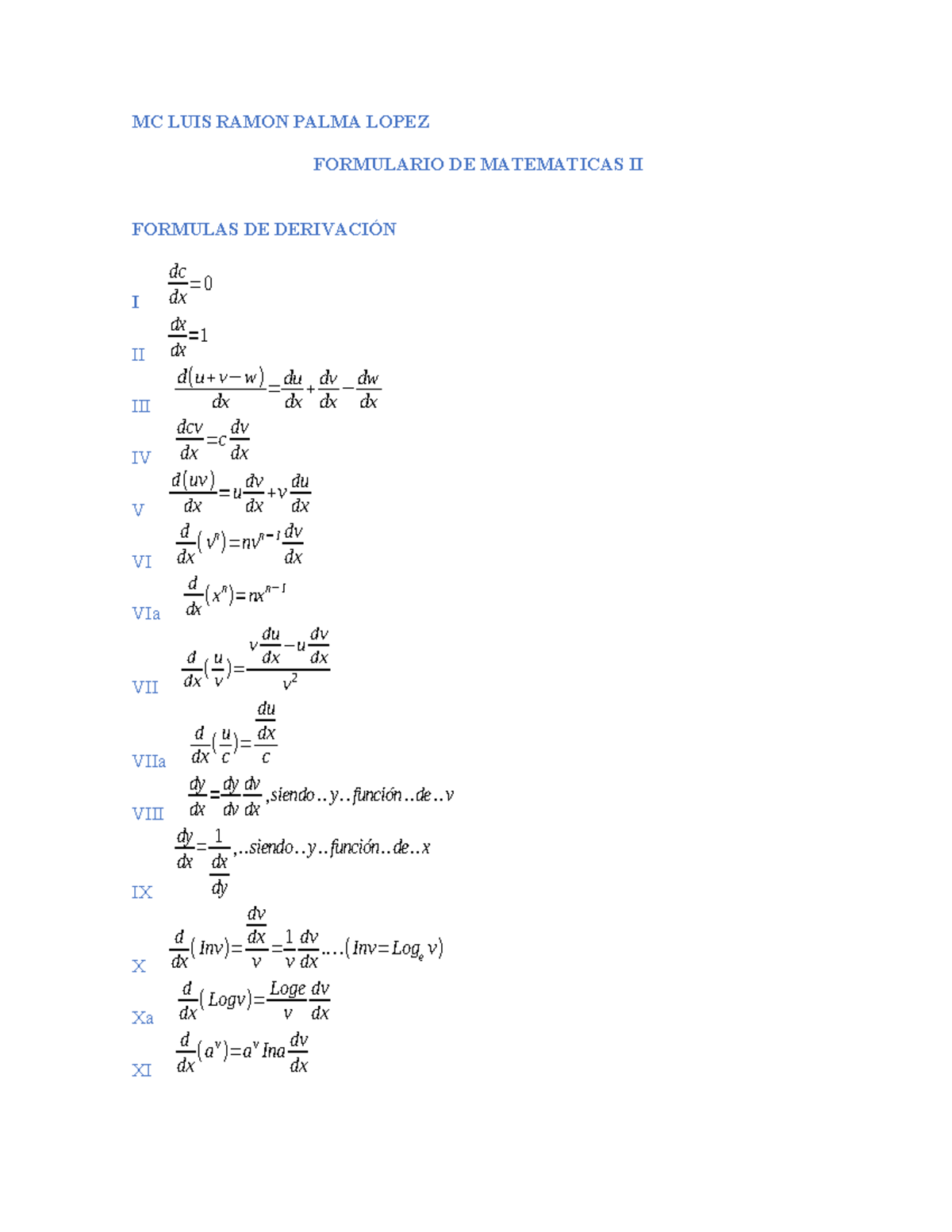 Formulario DE Matematicas II - MC LUIS RAMON PALMA LOPEZ FORMULARIO DE MATEMATICAS II FORMULAS ...