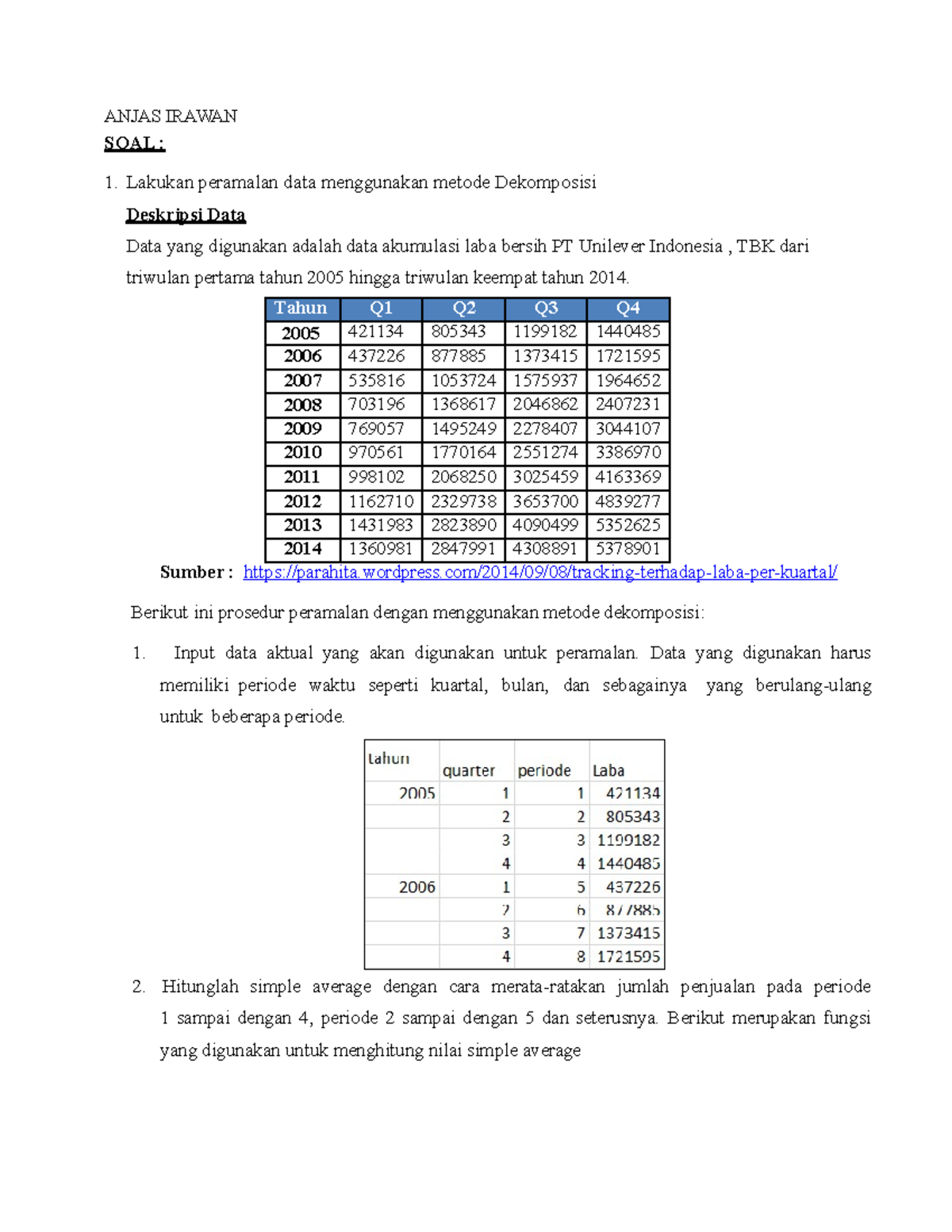 Analisis Deret Waktu Laporan Praktikum UAS - ANJAS IRAWAN SOAL ...