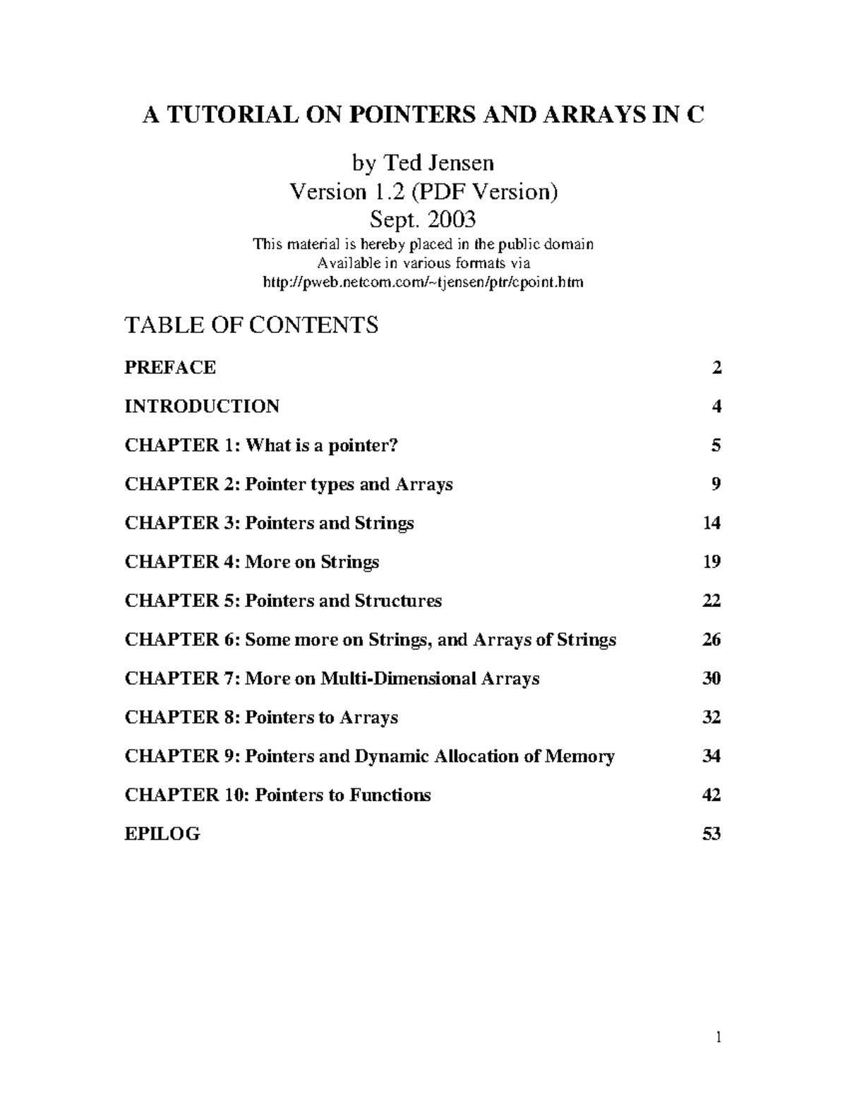 Pointers - nnmmn - A TUTORIAL ON POINTERS AND ARRAYS IN C by Ted Jensen Version 1 (PDF Version ...
