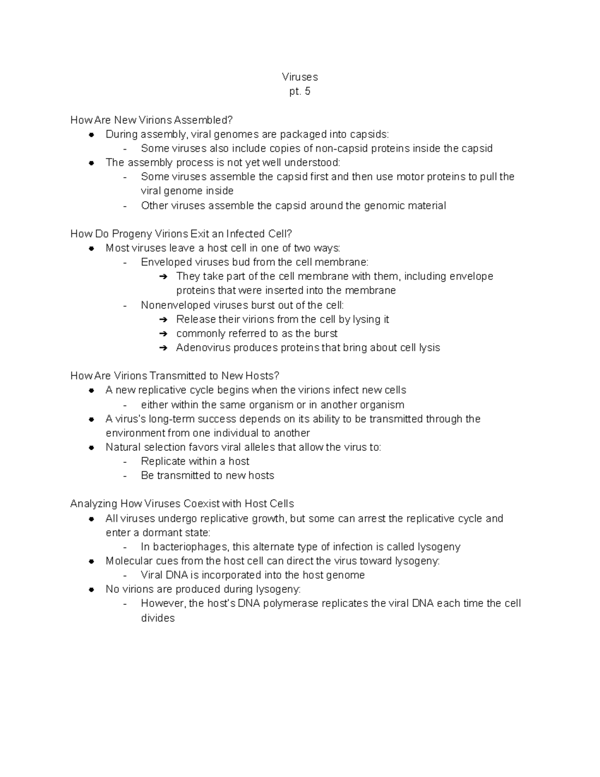 Viruses pt. 5 - Lecture notes 1-20 - Viruses pt. 5 How Are New Virions ...