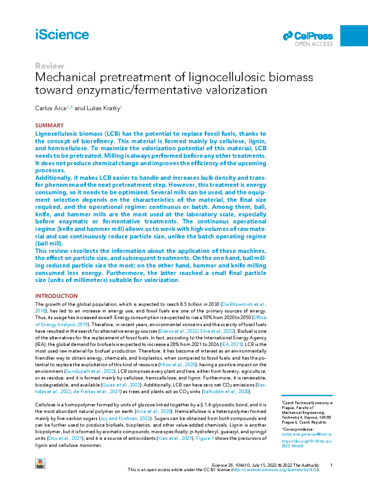 1-s2 - Good - iScience Review Mechanical pretreatment of ...