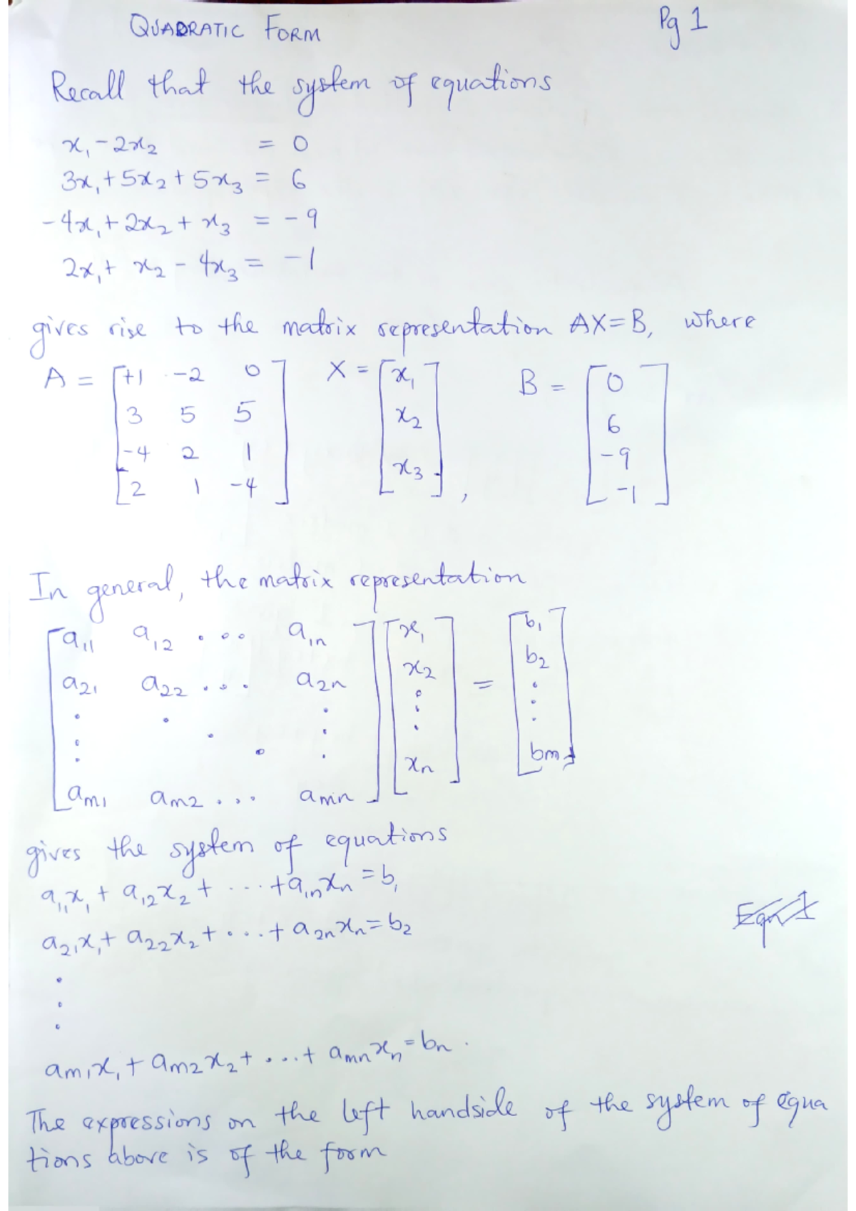 MTS 204 Quadratic Form - Linear algebra of stuff - Fundamentals of ...