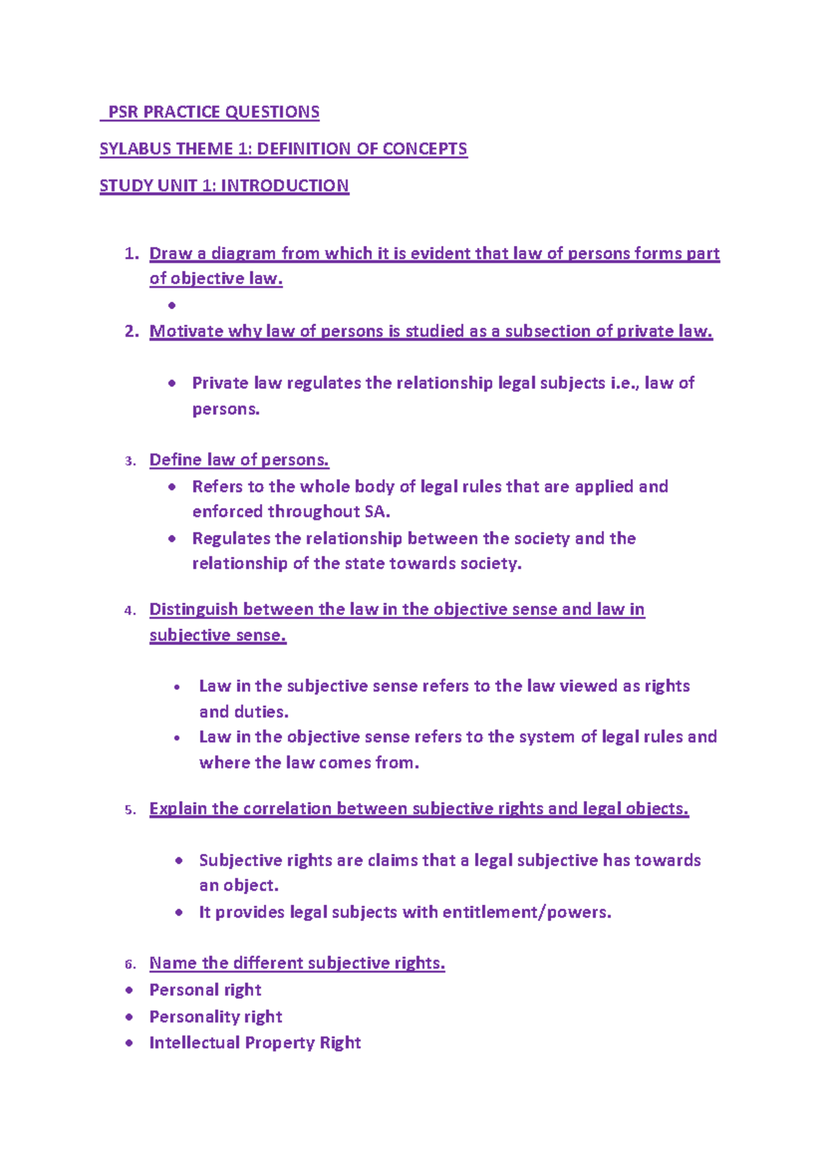 PSR Practice Questions 2 - PSR PRACTICE QUESTIONS SYLABUS THEME 1 ...