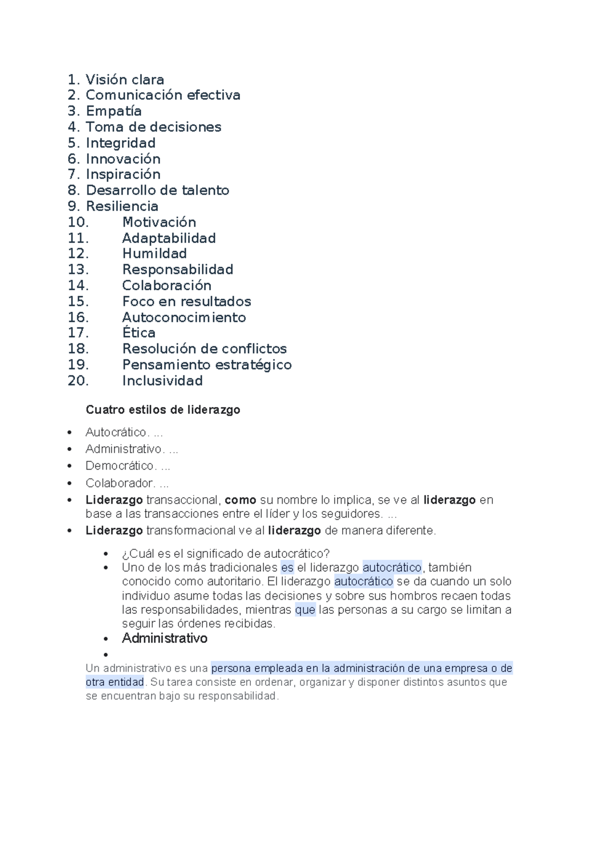 Visión clara - 1. Visión clara 2. Comunicación efectiva 3. Empatía 4 ...