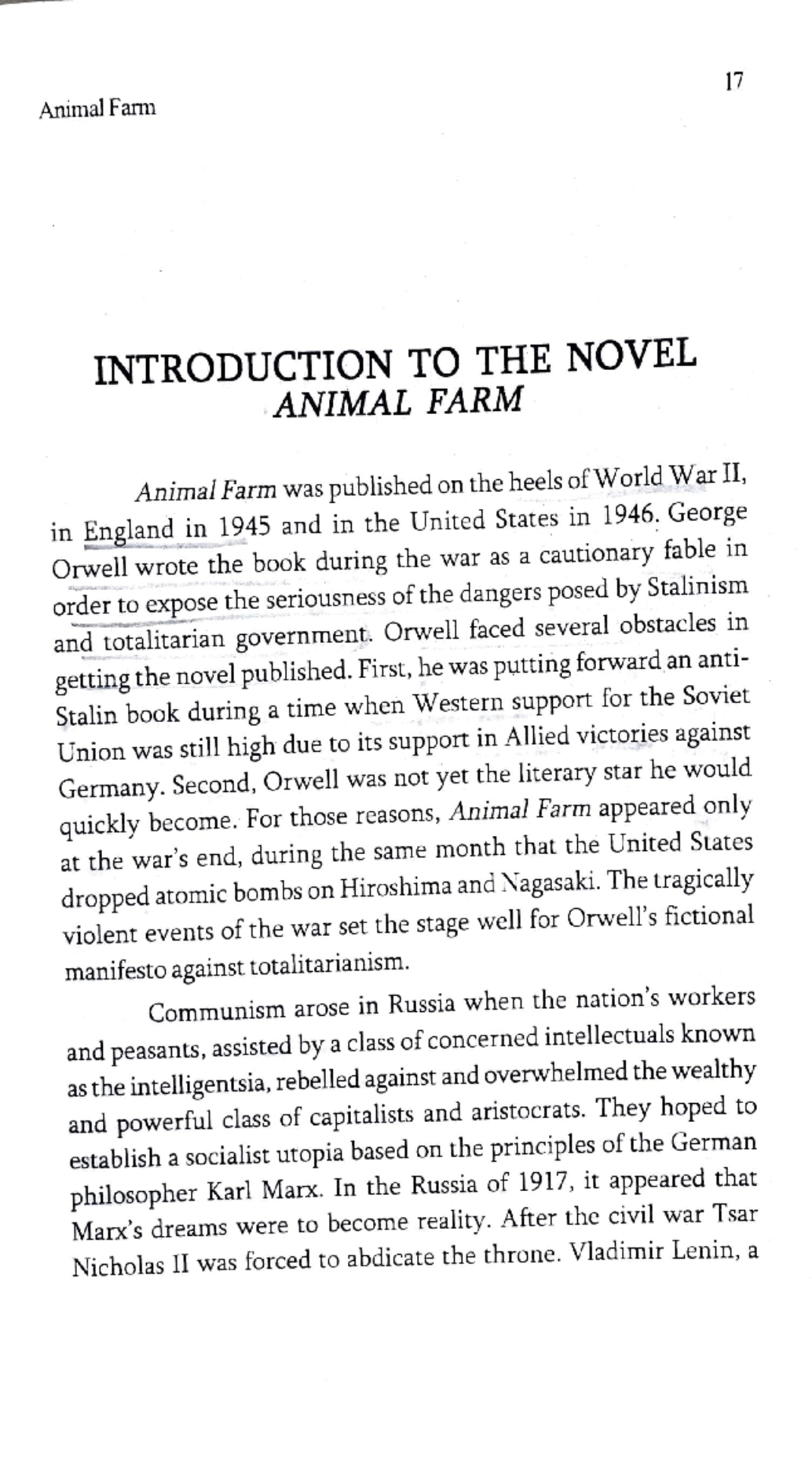 Animal Farm 1 ..Victory Guide - AnimalFann INTRODUCTION TO TH·ENOVEL ...