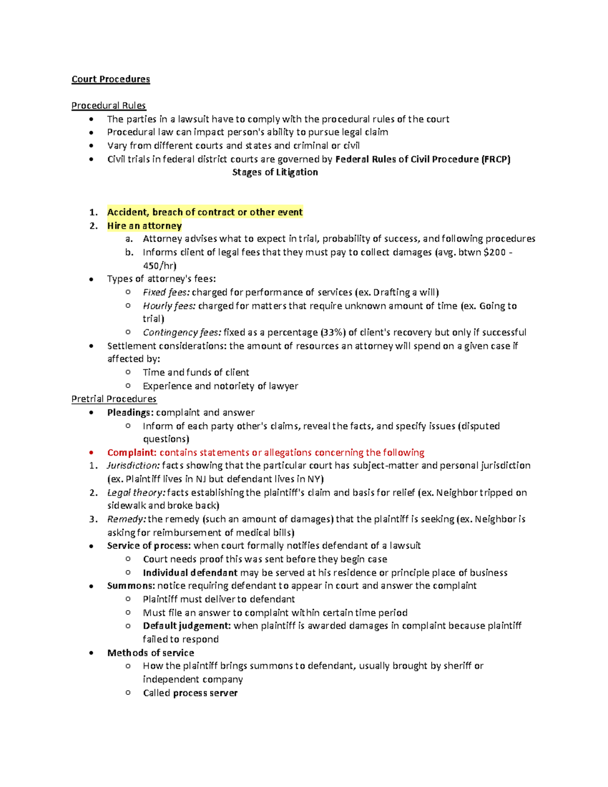 Court Procedures - Court Procedures Procedural Rules - The parties in a ...
