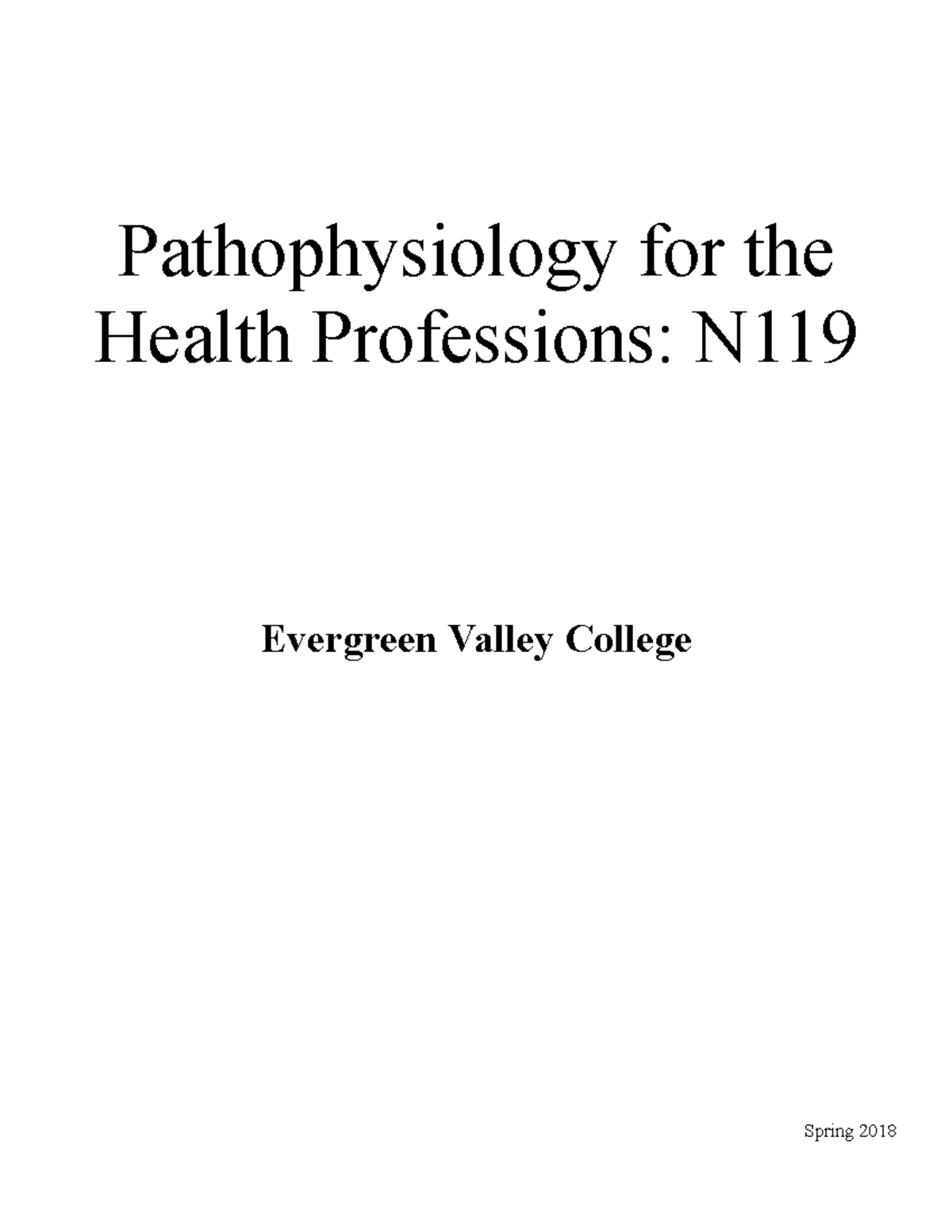 Syllabus - summary of entire coursework for the class - Pathophysiology ...