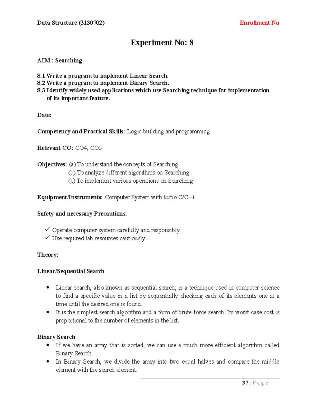 Pra8 - Data Structure Practical 8 Solution From Lab Manual - Experiment ...